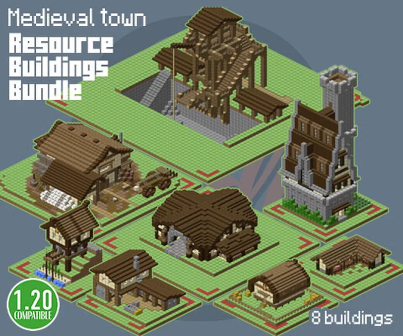 HUM - Medieval Resources buildings bundle Minecraft Map