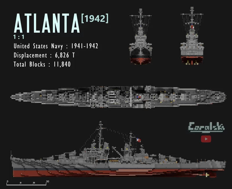 USS Atlanta (1942) - 1:1 Scale Model Minecraft Map