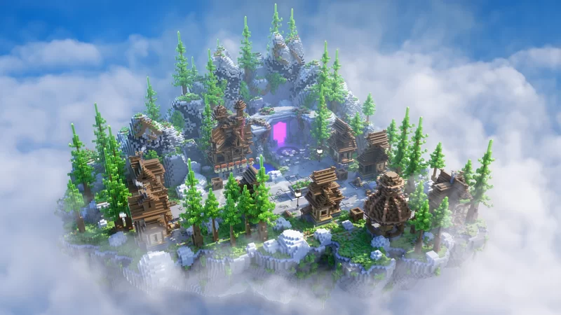 Lifted Peaks | 200x230 | SkyBlock Spawn Minecraft Map