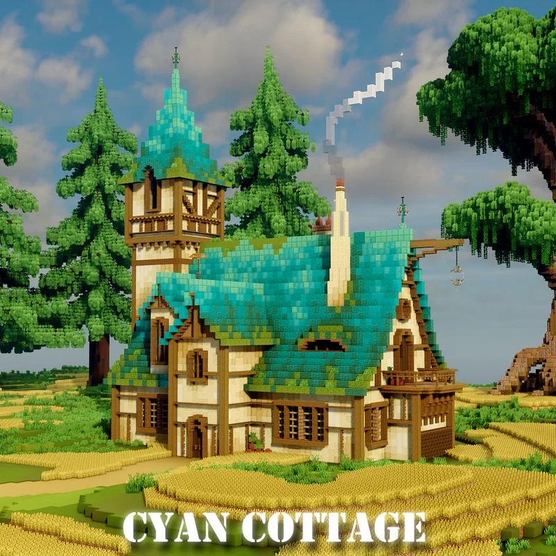 Medieval Cyan Cottage Minecraft Map