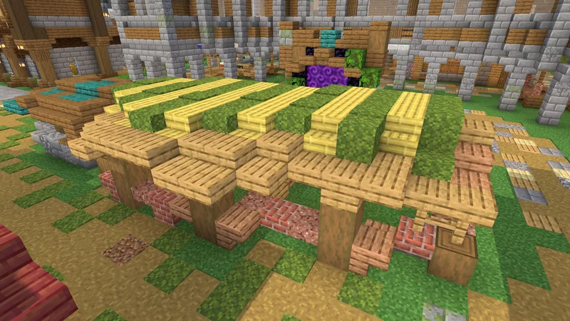 Medium Spruce/Moss Medieval Market Stall (with Litematic file ...