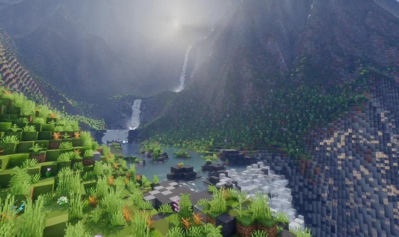 Toro Falls, minecraft waterfall and mountain (part of Falland ...