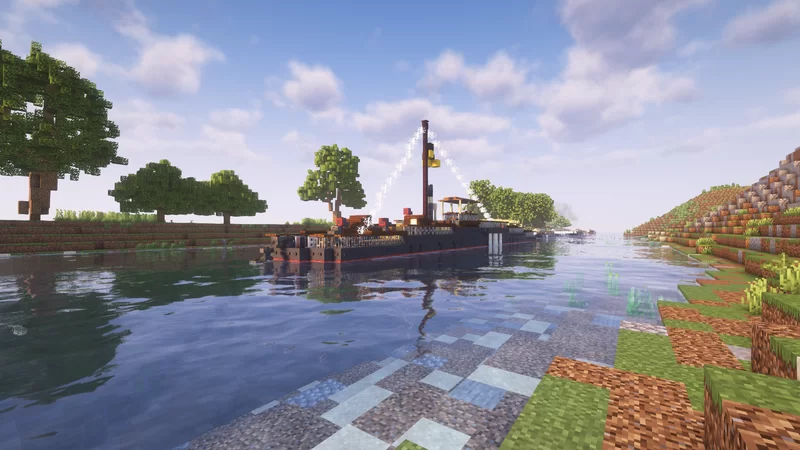 Kettenschleppschiff S.S. Schönfelde (1857) "Water Train" Minecraft Map