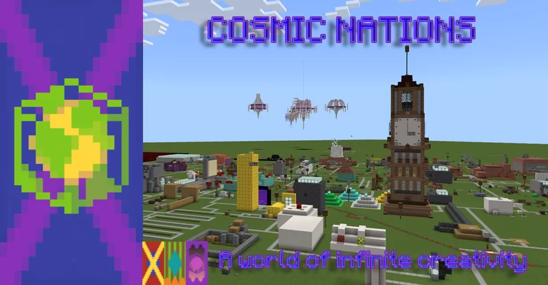 Cosmic Nations - 1.21 Superflat Bedrock Edition Creative World Minecraft Map