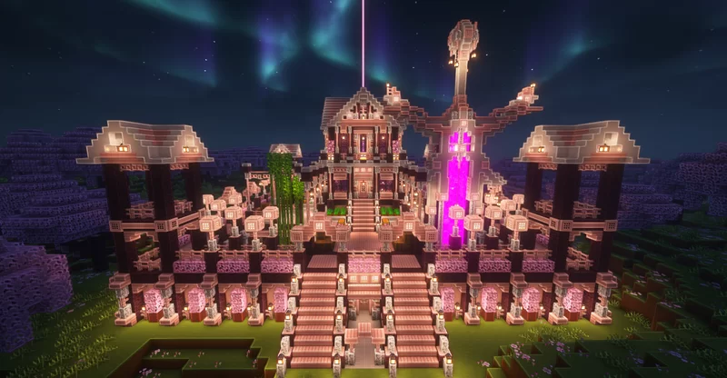 Minecraft Ultimate Cherry Wood Large Survival Base Minecraft Map