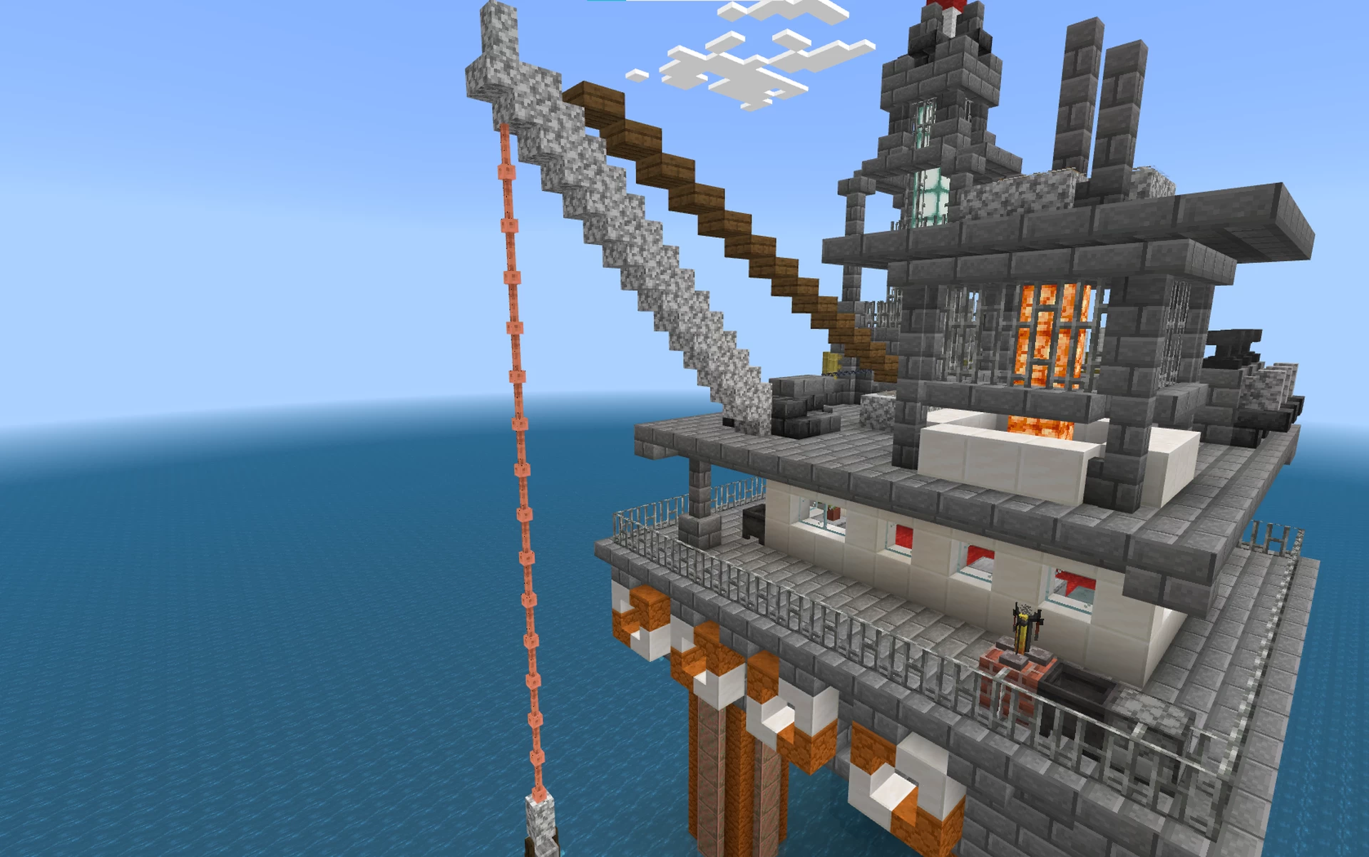 Simple Minecraft Rig Offshore Drilling Rig (Schematic Included)