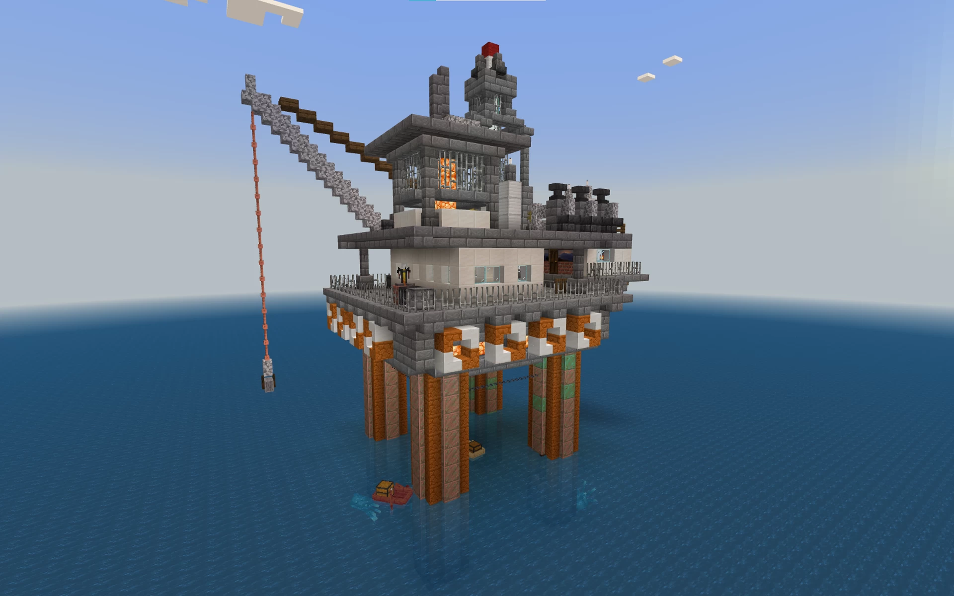Simple Minecraft Rig Offshore Drilling Rig (Schematic Included)