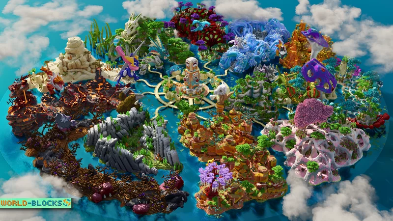 MEGA SAFARI PIXELMON 1100x1100 14 biomes - 12 organics Minecraft Map