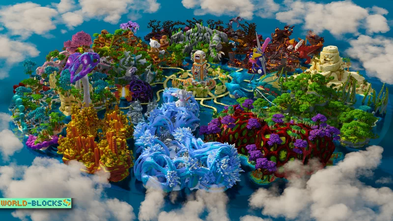 MEGA SAFARI PIXELMON 1100x1100 14 biomes - 12 organics Minecraft Map