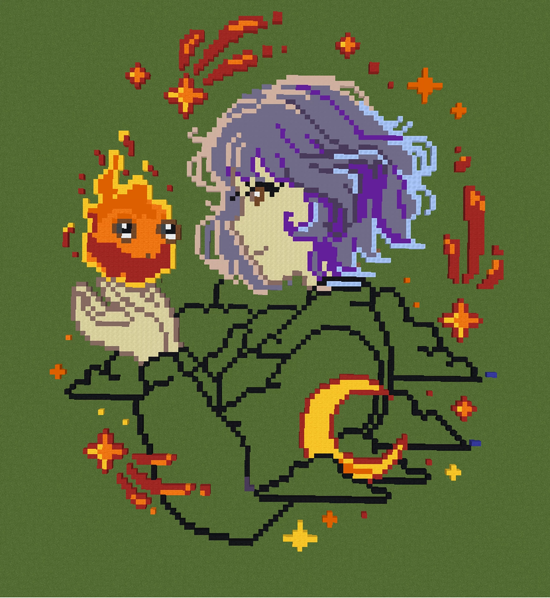 Minecraft Anime Pixel Art Grid