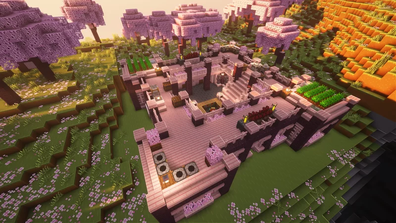 Minecraft: Cherry Blossom Survival Base Minecraft Map
