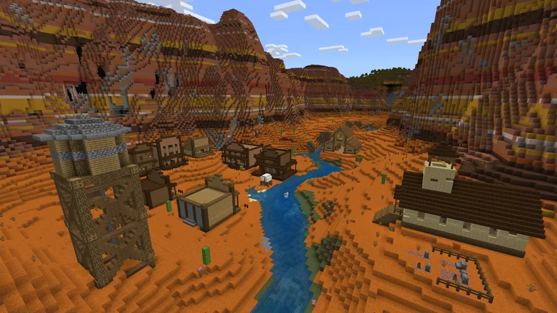 Old West Town in Painted Desert Along River Minecraft Map