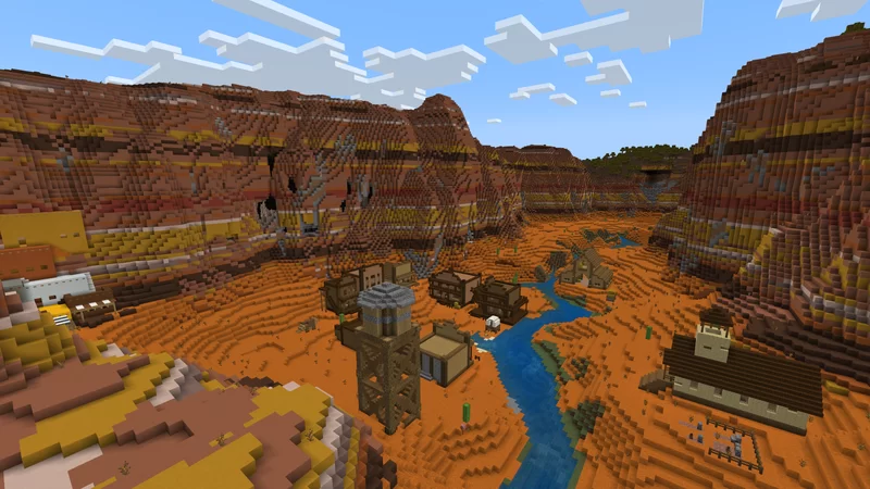 Old West Town in Painted Desert Along River Minecraft Map