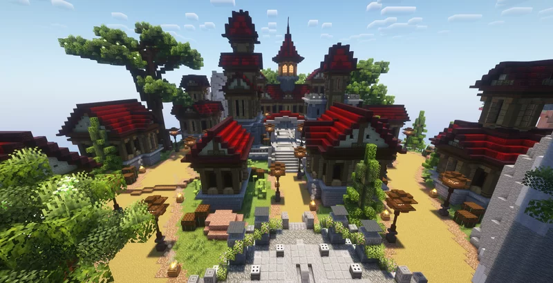 Red Castle Spawn | Free Download | 135x135 Minecraft Map