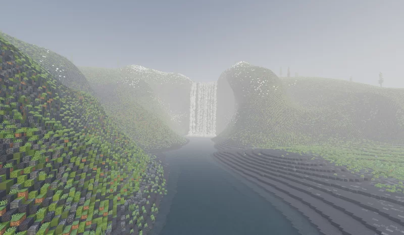 Skógafoss Iceland, Minecraft waterfall, custom terrain Minecraft Map