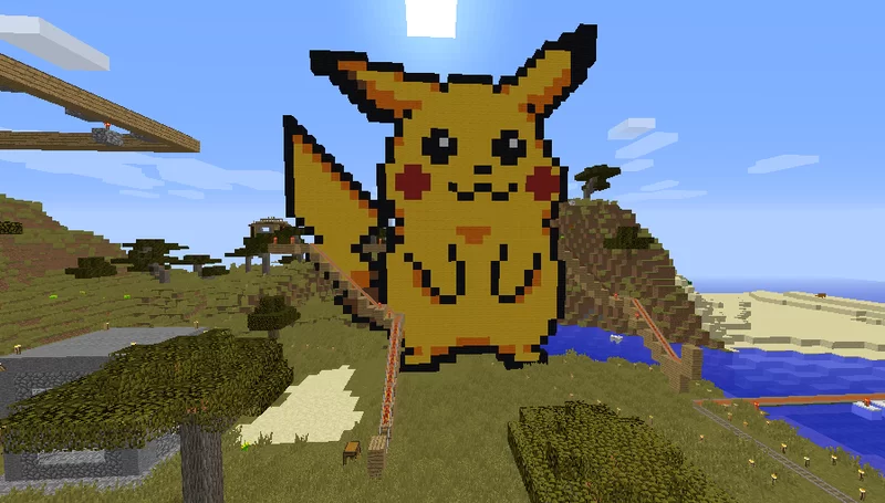 Pikachu pixel & roller coaster Minecraft Map