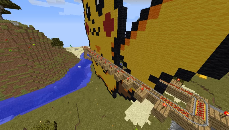 Pikachu pixel & roller coaster Minecraft Map