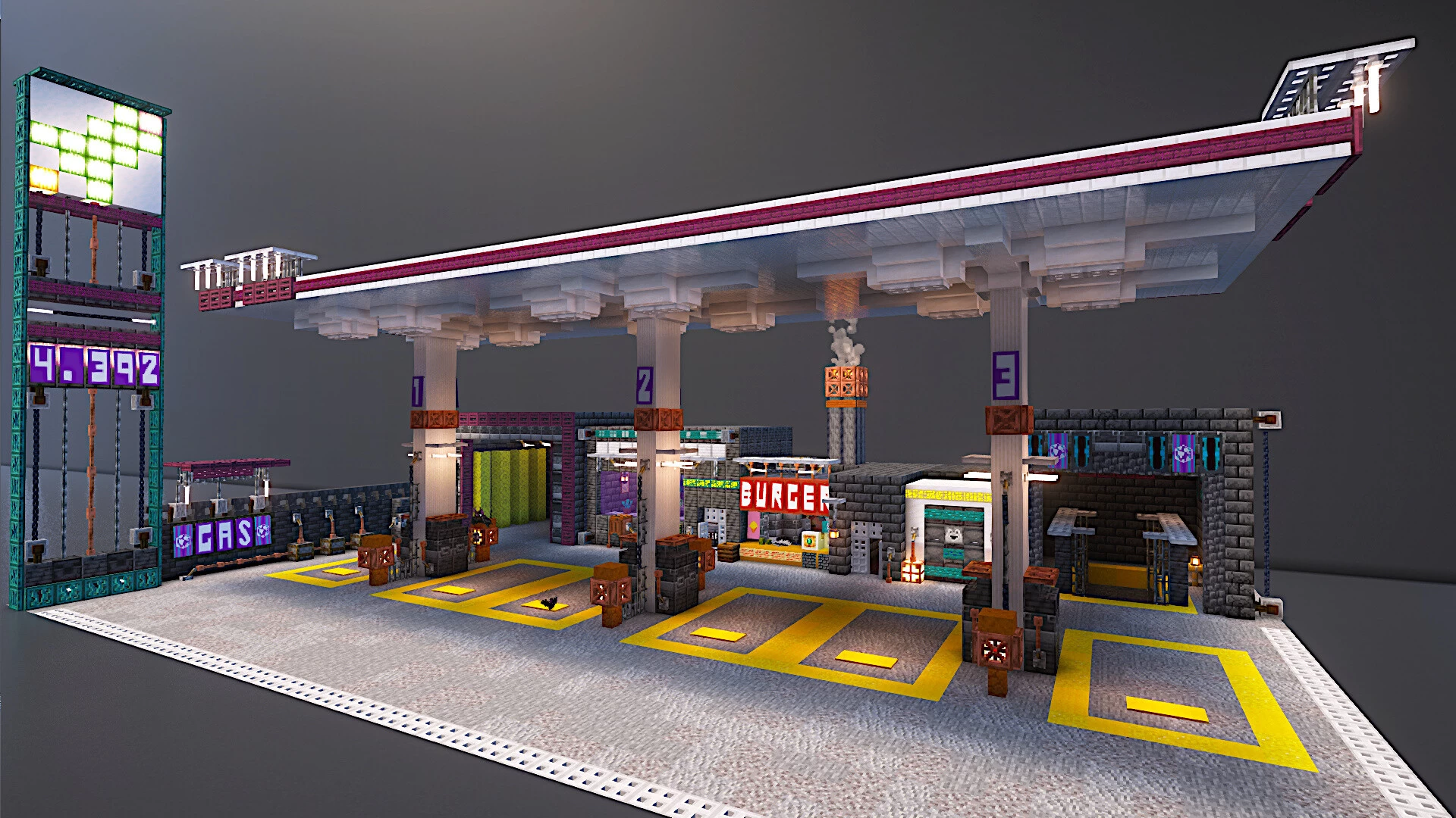 Minecraft Gas Station I Built This Shell Gas Station. Thoughts?