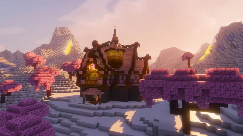 Minecraft: fantasy medieval cherry house Minecraft Map