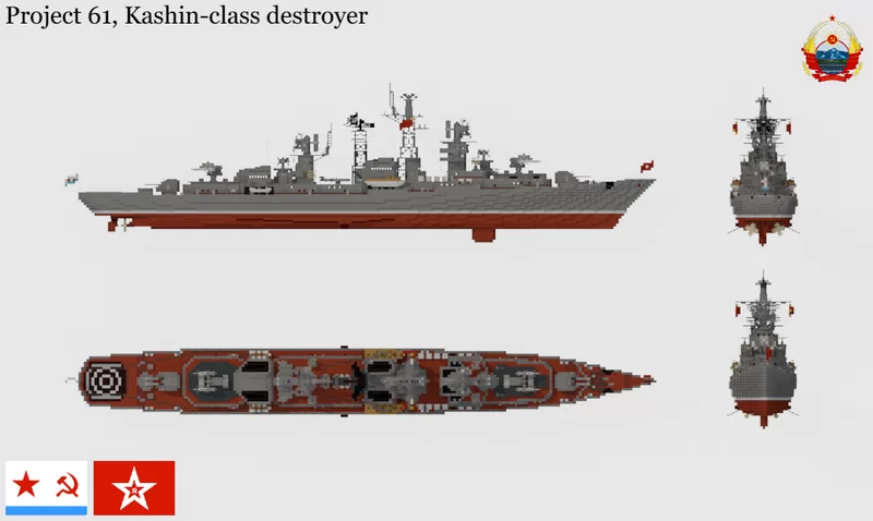 Soviet navy: Project 61, Kashin-class destroyer Minecraft Map
