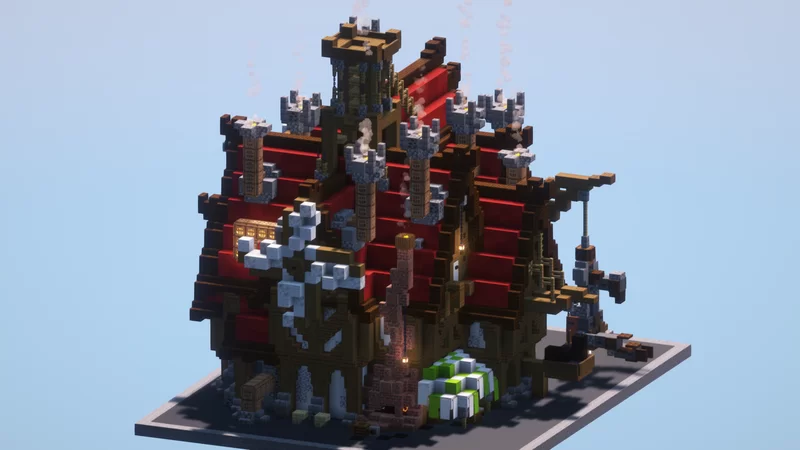 Steampunk Medieval Red House Minecraft Map