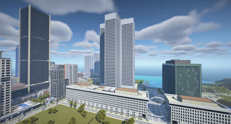 Place Ville-Marie tower with schematic Minecraft Map