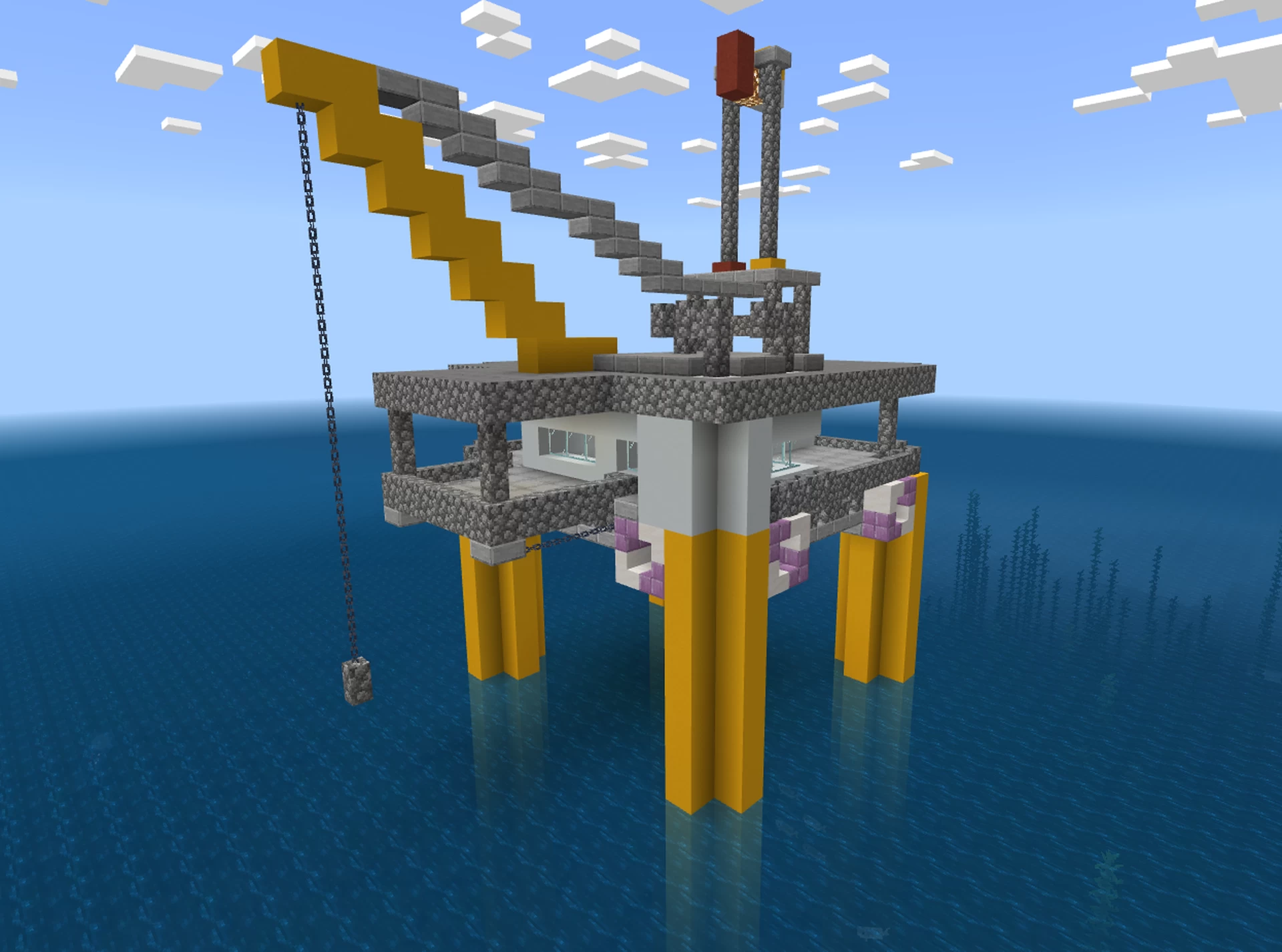 Simple Minecraft Rig Offshore Drilling Rig (Schematic Included)