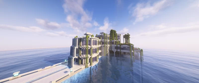 Modern Circular Waterfall Mansion Minecraft Map