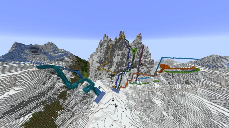 Mountain water slide park Minecraft Map