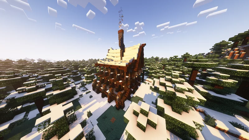 Dark Oak Cabin in the snow Minecraft Map