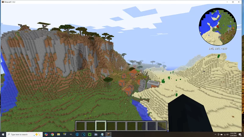 Cool starting location next to village in a valley between two biomes ...