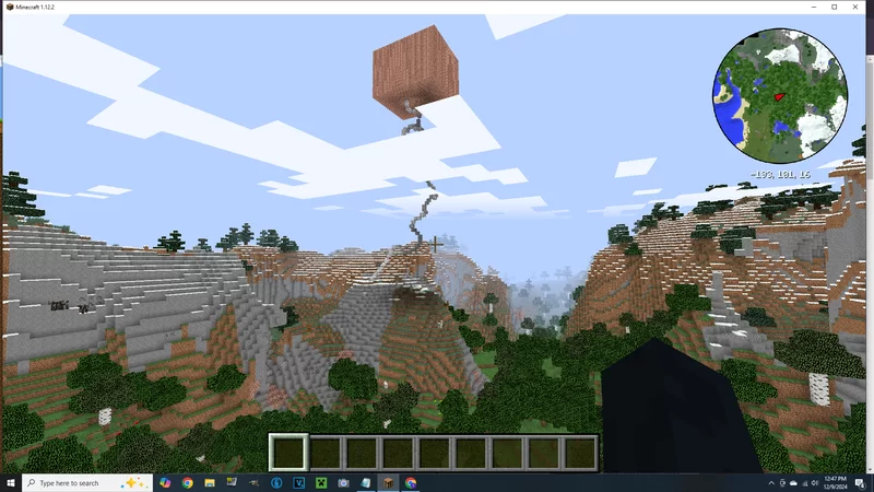 Strange diorite block path leads up into the sky to a block of granite ...