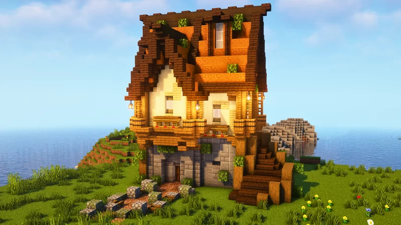 🏡🍂 Amber Haven (Fantasy House) | Download Minecraft Map