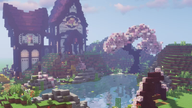 Fantasy House + Terrain (Litematic + Schematic) Minecraft Map