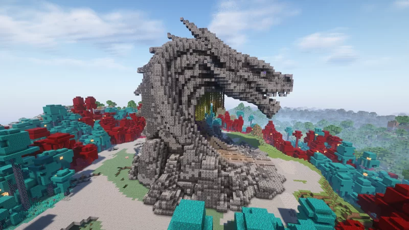 Minecraft Dragon |Viper| Head Nether Portal V07 Statue Minecraft Map