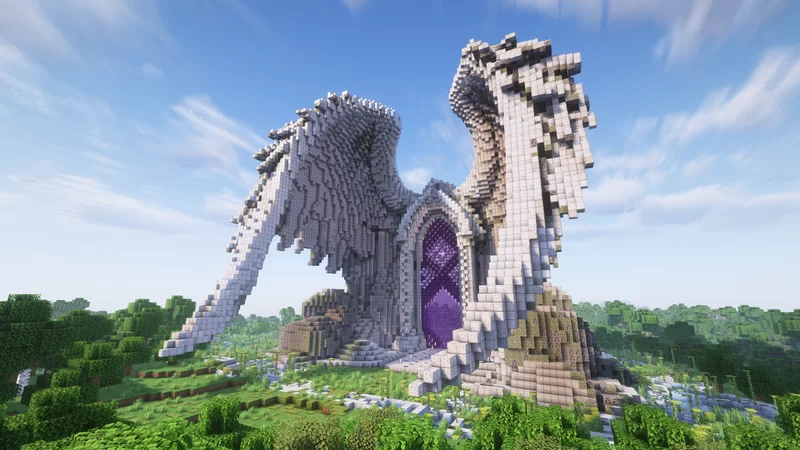 Minecraft Angel Wings |Valhalla| Nether Portal Statue Minecraft Map