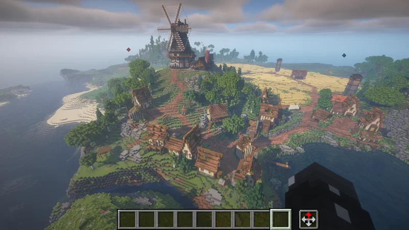 Medieval lakeside/farming village Minecraft Map