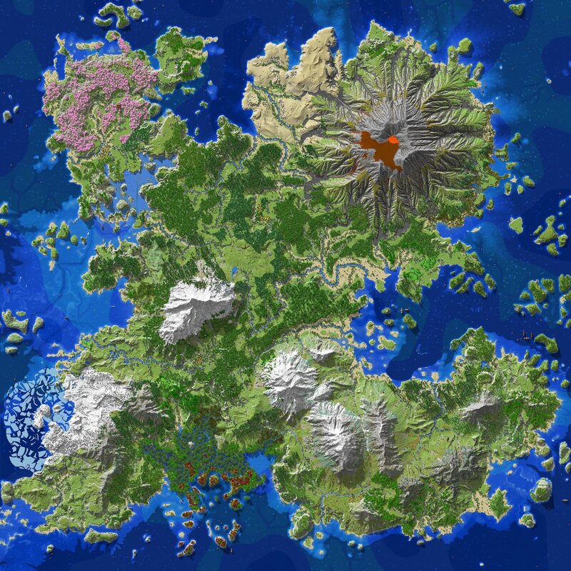 Elazkor 🌋, 4k, Plentiful forests, Mountains and Gen2 Volcano [1.21.5 ...