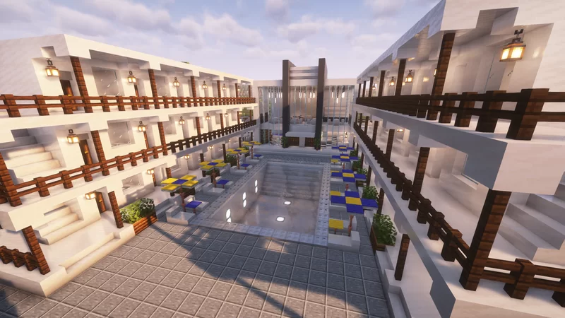 A Modern Resort/Hotel | Full Interior | Pool Minecraft Map