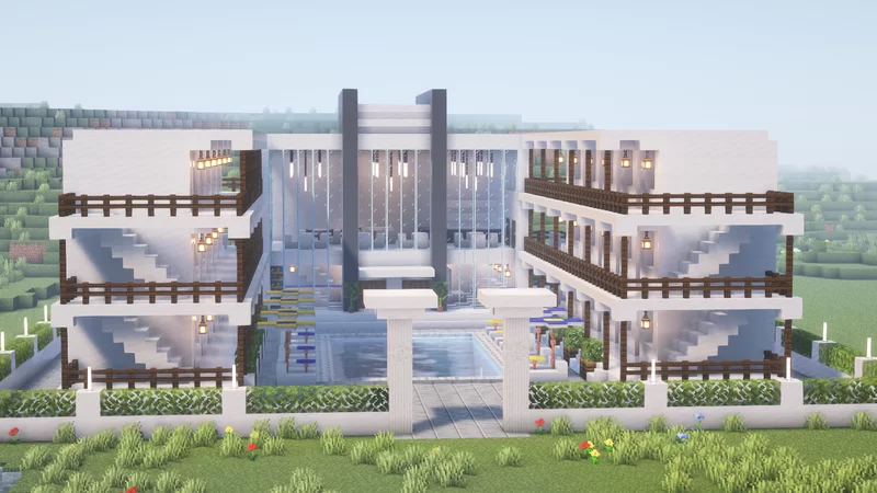 A Modern Resort/Hotel | Full Interior | Pool Minecraft Map