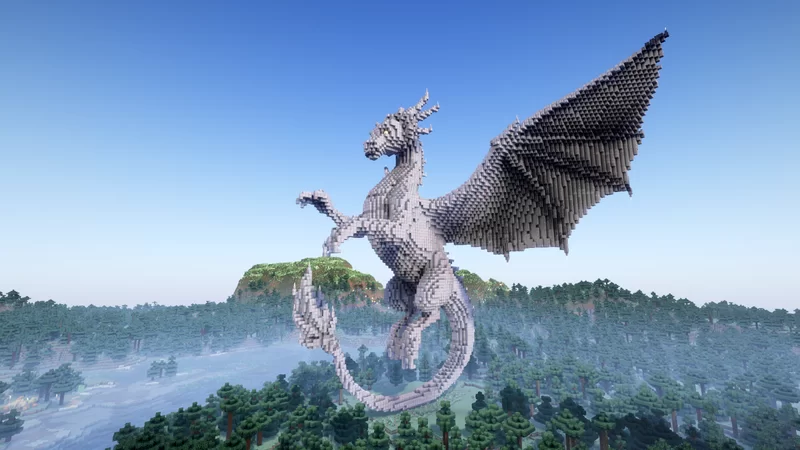 Minecraft White Dragon |Flying| Statue Minecraft Map