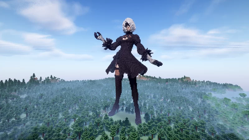 Minecraft NieR 2B Statue Free Schematic Minecraft Map