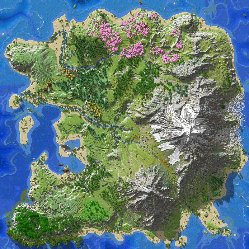 Cebotonis, 1k, The White Mountain Island [1.20.2, survival friendly, Download, Java, Minecraft ...