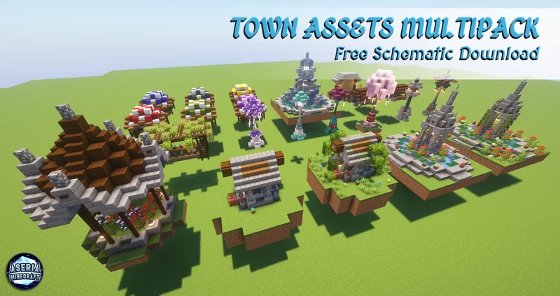 Aseria Minecraft | Town Assets Multipack | Free Schematic Download Minecraft Map