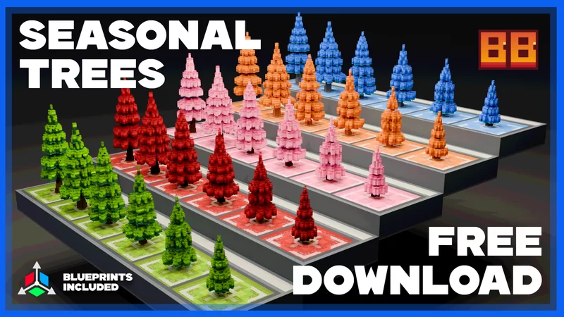 Seasonal Tree Assets | Free + Contains Axiom Blueprints Minecraft Map
