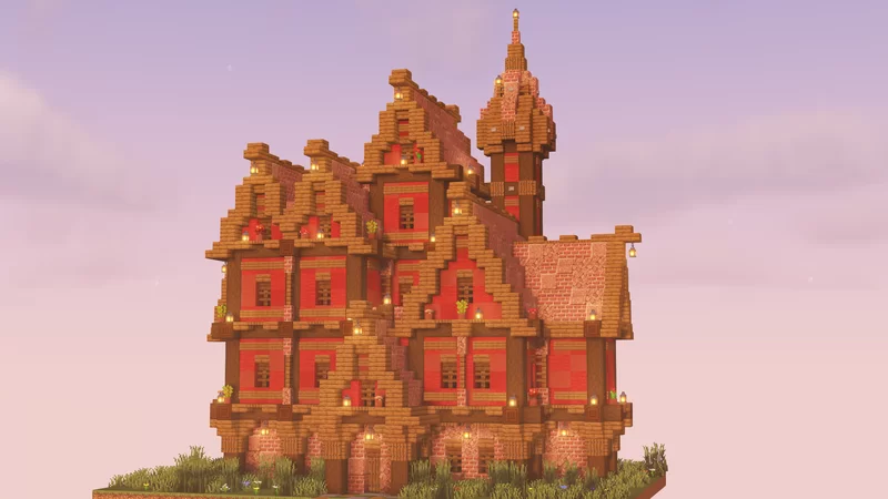 Medieval Red Manor | AmazeMC Minecraft Map