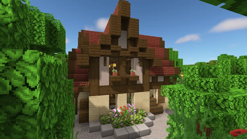 Half Timbered House #3 ⬇️(Java/Bedrock/Schematic/Litematic) Minecraft Map