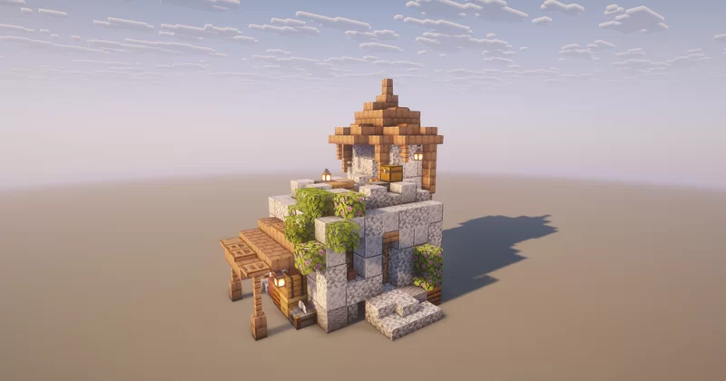 House with a tower | diorite and brick | House with interior Minecraft Map