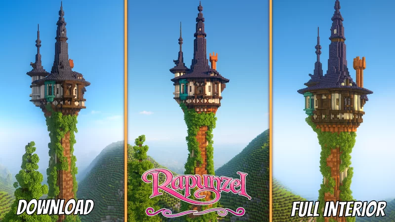 Rapunzel tower in Minecraft Full Interior Minecraft Map