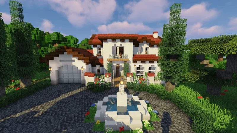 Spanish Style Villa - ⬇️ (Java/Bedrock/Schematic/Litematic) Minecraft Map